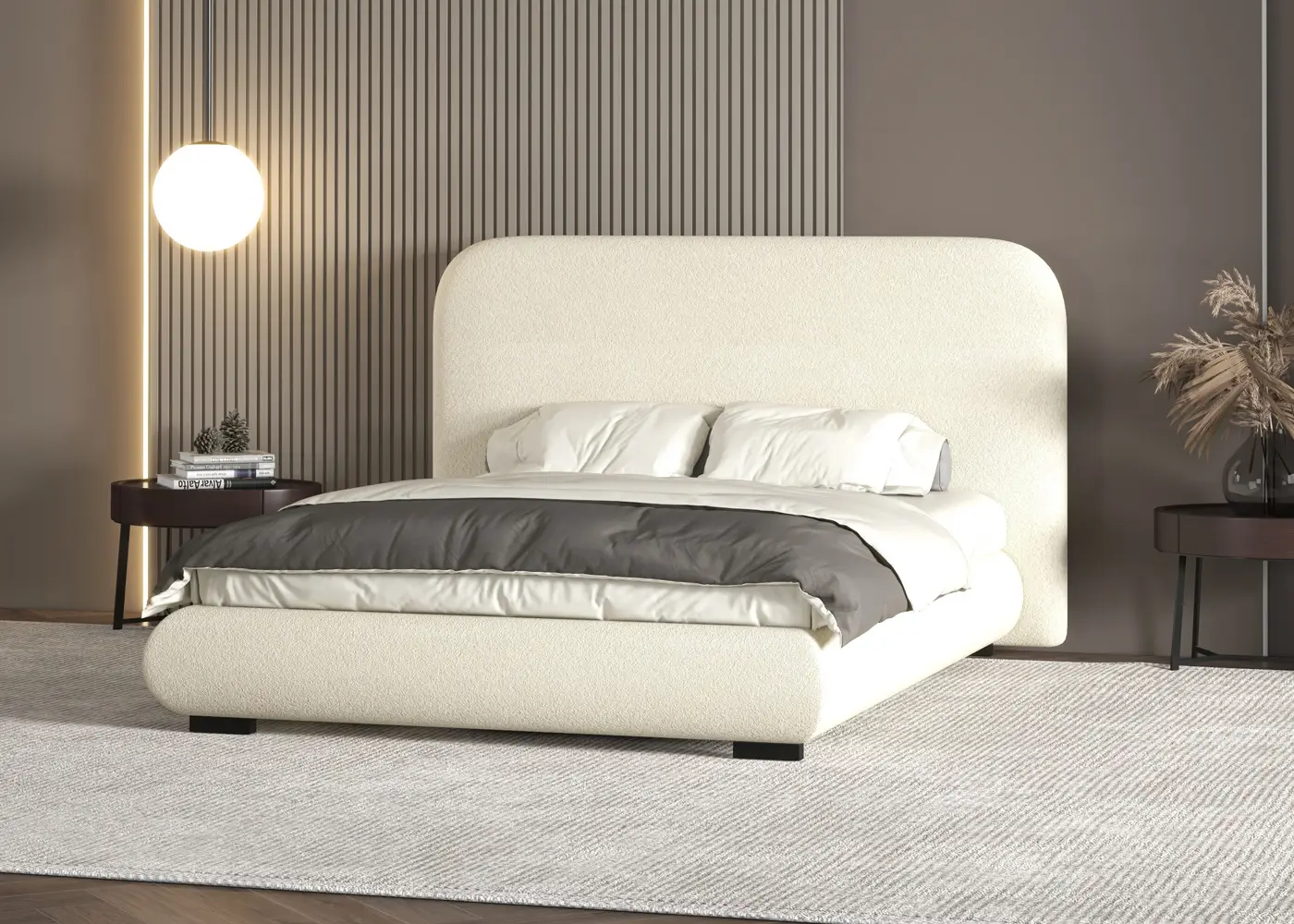 Livingchy Elegance cream upholstered kangaroo bed | LA PLACE