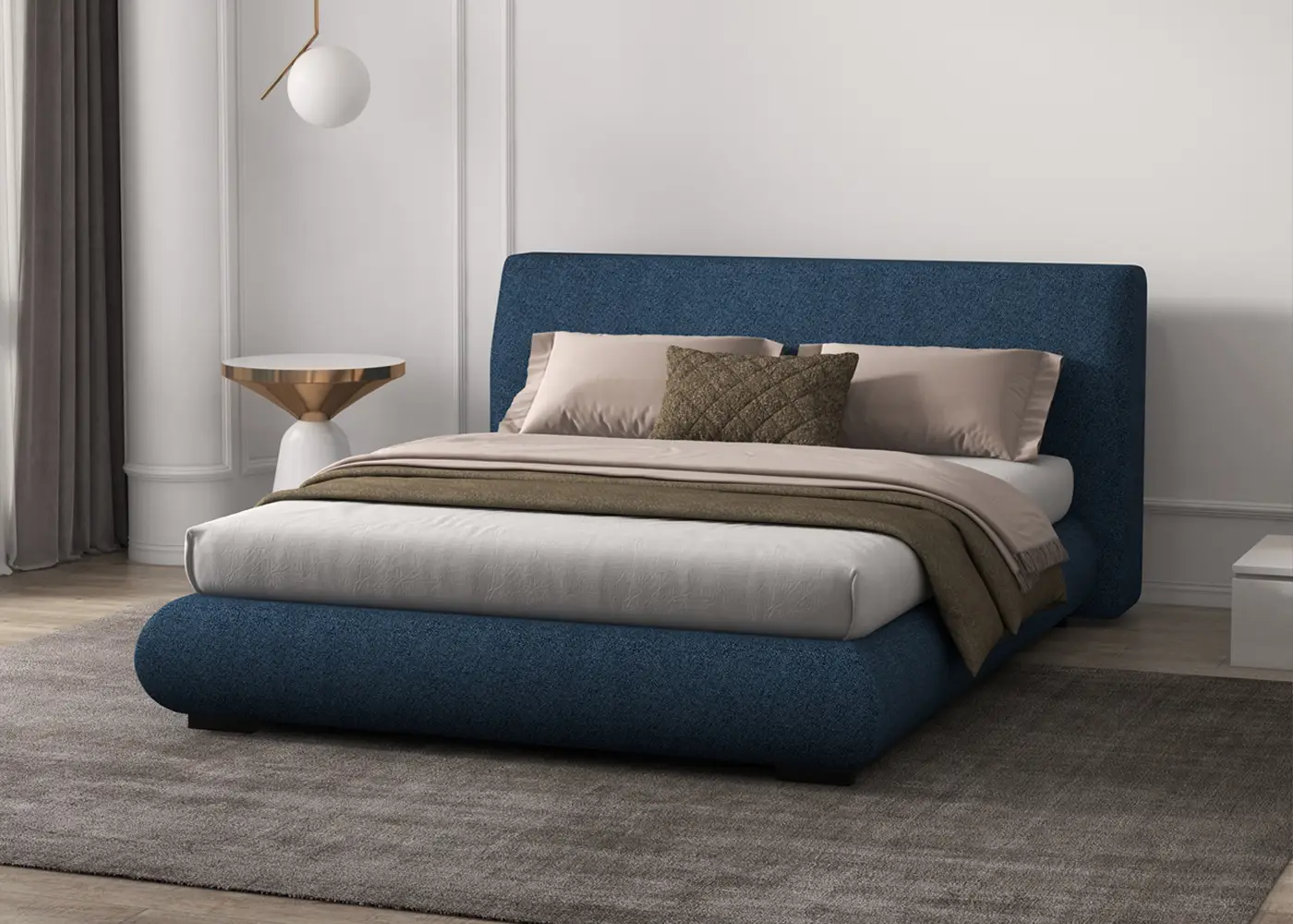 Lit rembourré moderne Livingchy Pur bleu | LA PLACE