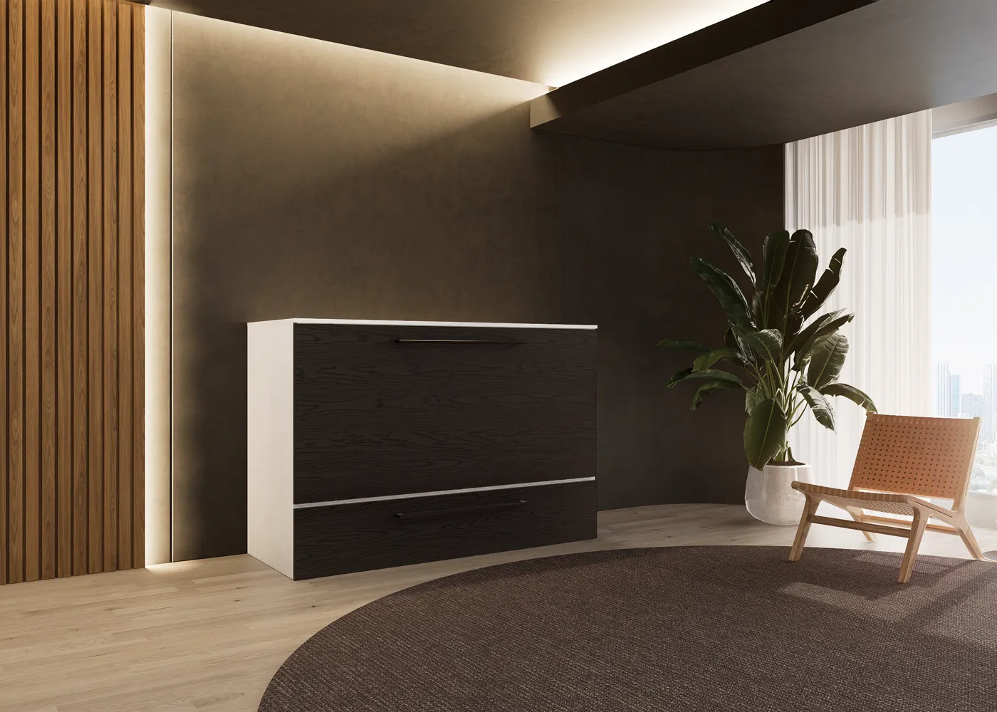 Lit cabinet autoportant Livingchy Condo Blanc et Noir