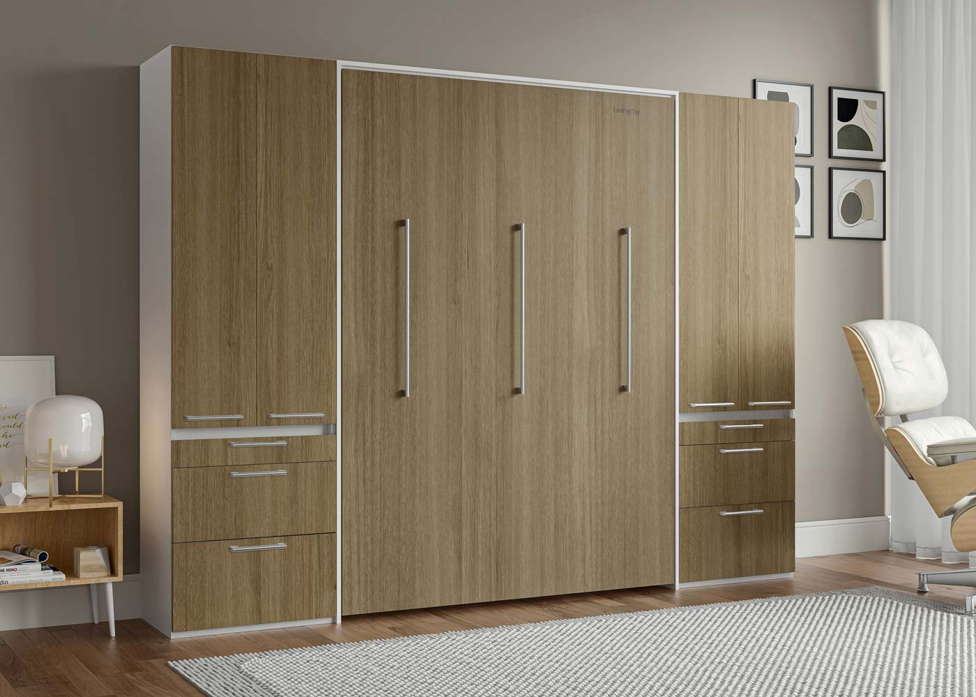 Designer Lover Fashionista Murphy bed with 2 Wardrobes