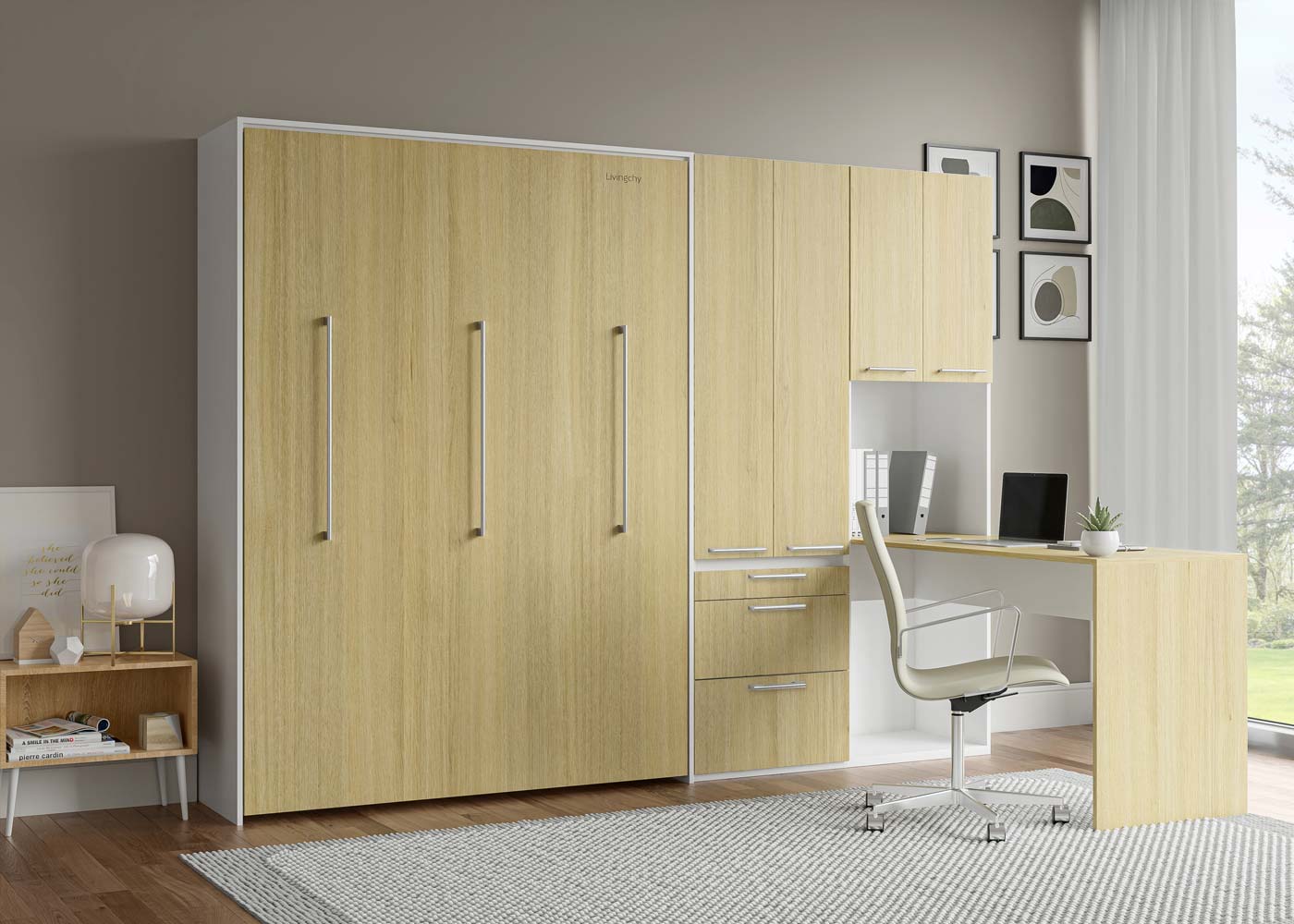 Efficient Multitask Sheer Beauty Murphy bed with Desk & Storage